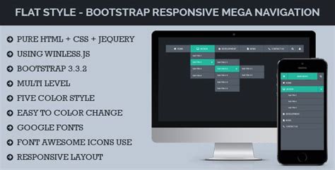 Flat Style Bootstrap Responsive Mega Navigation Fashion Flats Coding Navigation