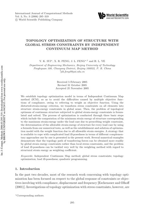 pdf topology optimization of continuum structure with globalization of stress constraints
