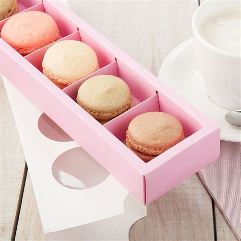 Valentino Rectangle White And Pink Paper Macaron Box Holds 5 Macaron