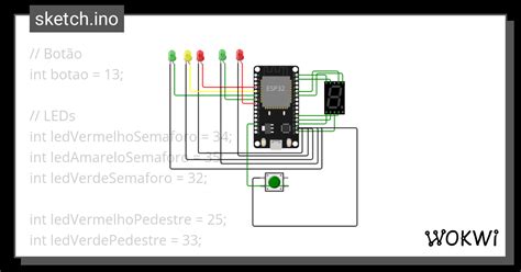 Semáforo Com Passagem De Pedestre Fraco Wokwi Esp32 Stm32 Arduino