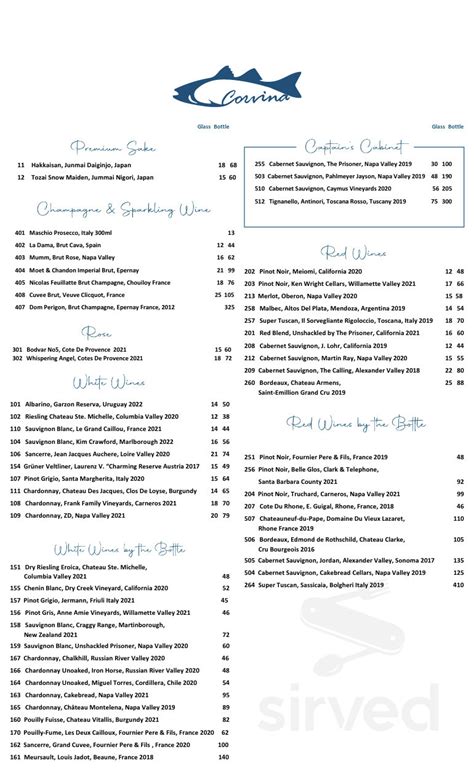 Corvina Seafood Grill Menu In Boca Raton Florida Usa