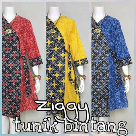Jual Tunik Bintang Ziggy Tunik Batik Cantik Terbaru Tunic Batik Modern Seragaman Batik Kerja