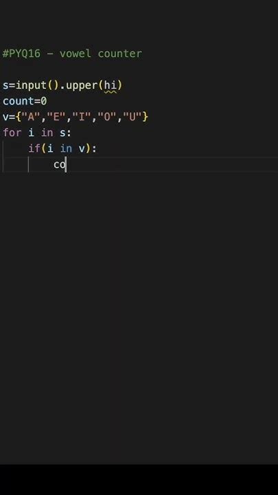 Vowel Counter Pyq16 Py 16 Python Programming Coding Youtube