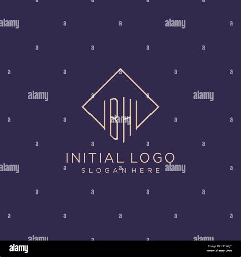 Initials Bh Logo Monogram With Rectangle Style Design Vector Graphic