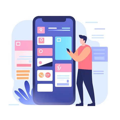와이어프레임을 스케치하는 Ui 디자인 팀 브레인스토밍의 평면 그림 프리미엄 사진