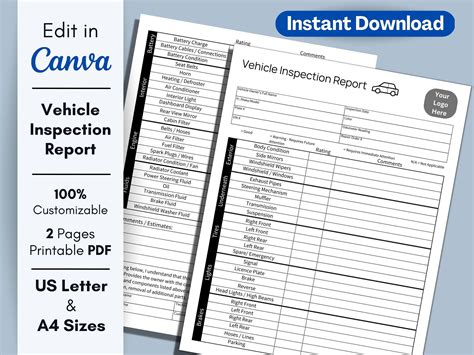 Vehicle Inspection Report Form Printable Pdf Multi Point Vehicle Inspection Checklist Inspection