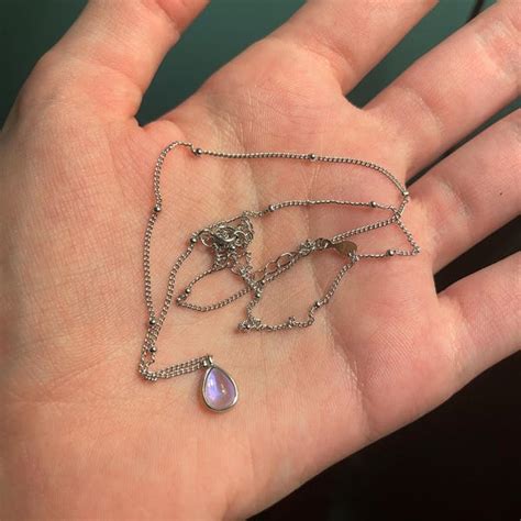 Aurora Moonstone Droplet Pendant Necklace In Sterling Silver Lab Created Moonstone With Three