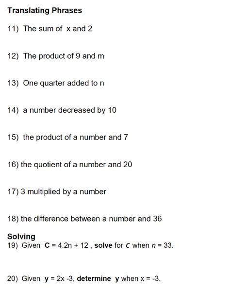 Solved Translating Phrases 11 The Sum Of X And 2 12 The Chegg Com