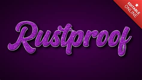 Rustproof Purple Glitter Text Effect Generator