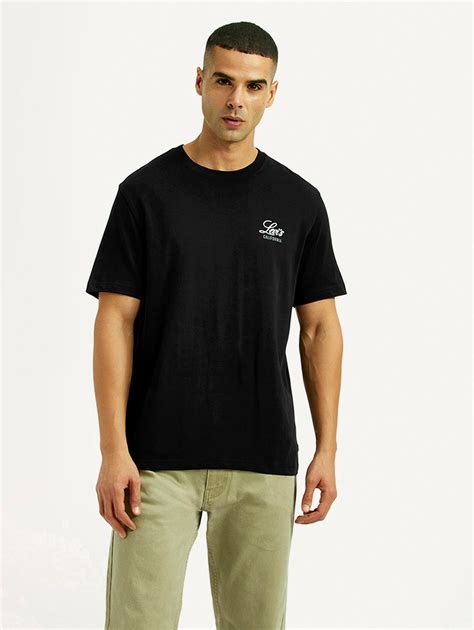 Mens Graphic Print Black Crew Neck T Shirt Levis India Store