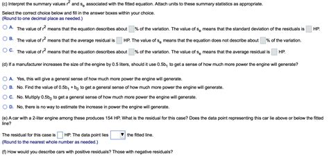 Solved The Accompanying Data Table Includes The Engine Size Chegg Com