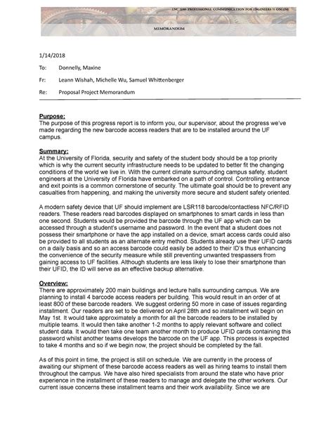 Progress Report Memo 1 14 2018 To Donnelly Maxine Fr Leann Wishah Michelle Wu Samuel