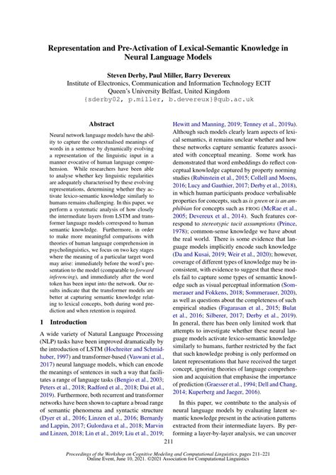 Pdf Representation And Pre Activation Of Lexical Semantic Knowledge In Neural Language Models