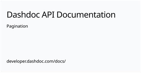 Pagination Dashdoc Api Documentation