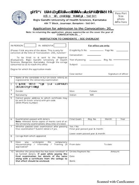 Convocation Application Pdf