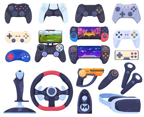 Premium Vector Set Of Different Game Joysticks And Gamepads