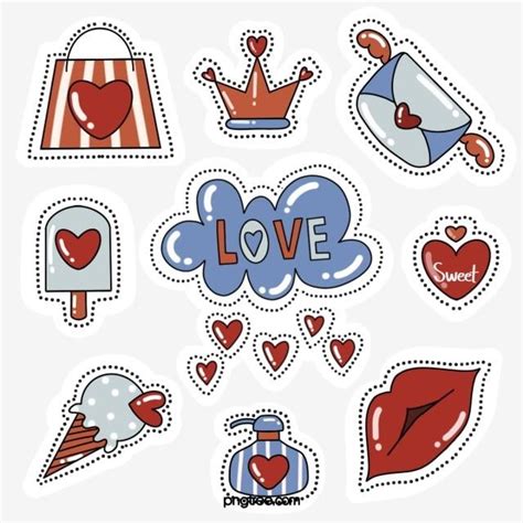 귀여운 일러스트 빨간 사랑 입술 스티커 왕관 마음 사랑 붉은 입술 편지 Png 일러스트 및 Psd 이미지 무료 다운로드 Pngtree สติ๊กเกอร์