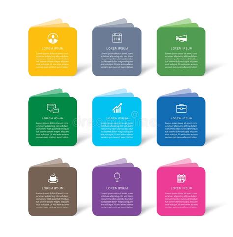 9 Data Infographics Paper Book Template Illustration Business Abstract Background Stock Vector