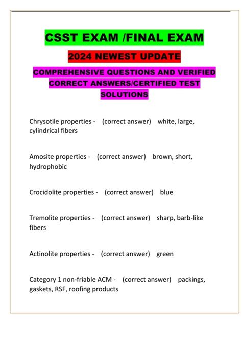 Csst Exam Final Exam 2024 Newest Update Comprehensive Questions And Verified Correct Answers