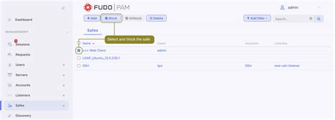 blocking a safe — fudo pam 5 1 system documentation