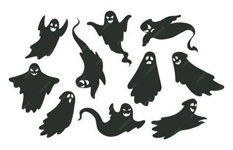 Premium Vector Ghosts Silhouettes Halloween Spooky Flying Mysterious