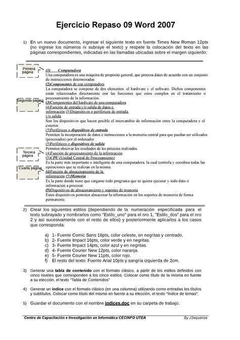 Ej Repaso 09 Word 2017 Actualizando Página Primera Segunda Página Página Tercera Cuarta