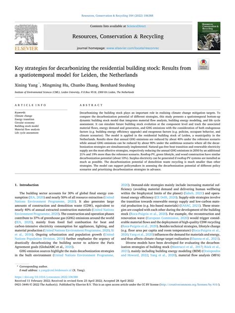Pdf Key Strategies For Decarbonizing The Residential Building Stock