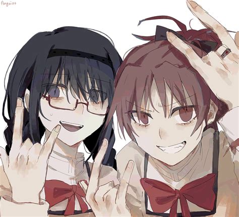 Akemi Homura And Sakura Kyoko Mahou Shoujo Madoka Magica Drawn By Axy