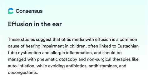 Effusion In The Ear Consensus Academic Search Engine