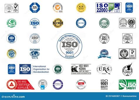 Iso Certification Icons Set Collection Editorial Photography