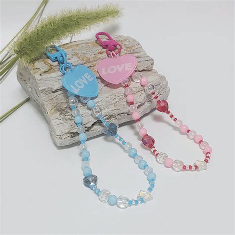 Second 하트 비즈 크리스탈 핸드폰 스트랩 줄 고리 폰스트랩 23 Hk014 에이블리