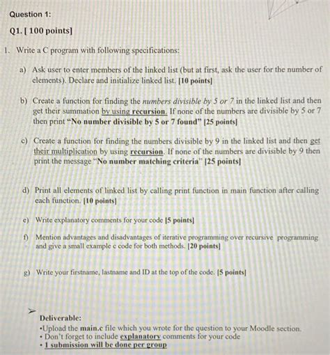Solved Question 1 Q1 100 Points 1 Write A C Program