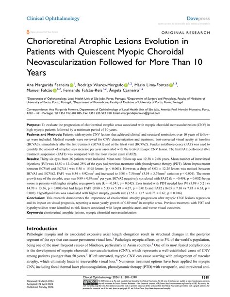 Pdf Chorioretinal Atrophic Lesions Evolution In Patients With Quiescent Myopic Choroidal