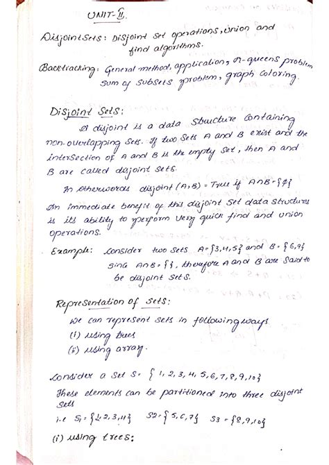 Unit 2 DAA Disjoint Sets Backtracking Techniques Explained Studocu