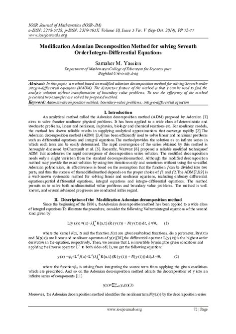 Pdf Modification Adomian Decomposition Method For Solving Seventh Orderintegro Differential
