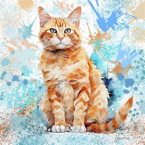 Orange Tabby Cat Digital Art By Frank Harris Fine Art America