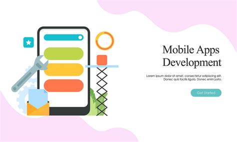 Landing Page Template For Mobile App Development Vector Art At Vecteezy