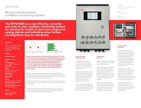 Vibration Monitoring System Mtn5000 Series Microcontroller Based