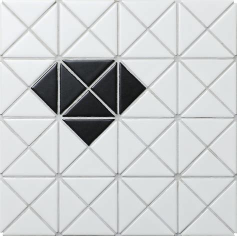 2 Glossy Single Diamond Pattern Porcelain Triangle Mosaic Wall Tile