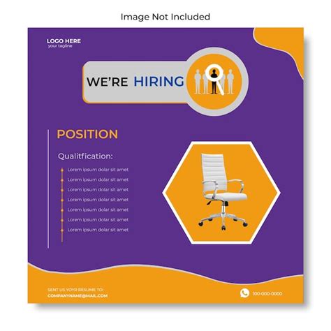 우리는 구인 홍보 소셜 미디어 게시물 또는 정사각형 웹 배너 템플릿을 고용하고 있습니다 프리미엄 벡터