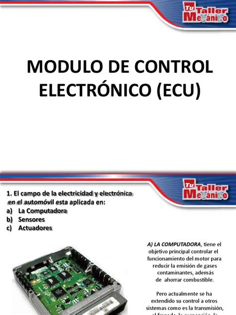 Control Electrónico En Automóviles Ecu Y Componentes Pdf