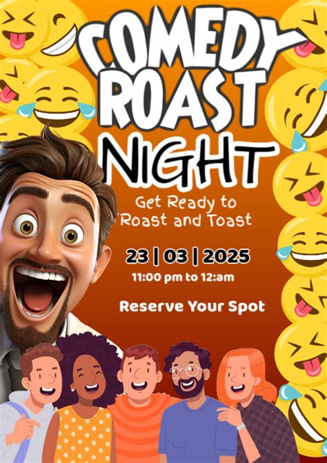 Joyful Comedy Roast Night A2 Template Postermywall