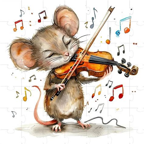 Premium Photo A Mouse Playing A Violin With Music Notes Around It