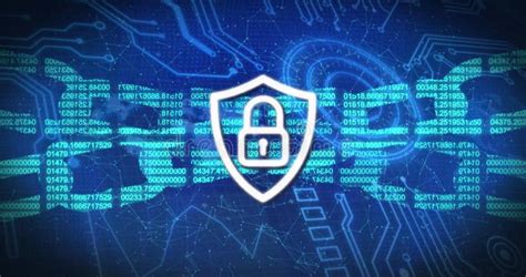 Image Of Security Padlock Shield And Chain Icon On Round Scanner And Microprocessor Connections