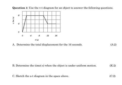 Solved Question 4 Use The V T Diagram For An Object To Chegg Com