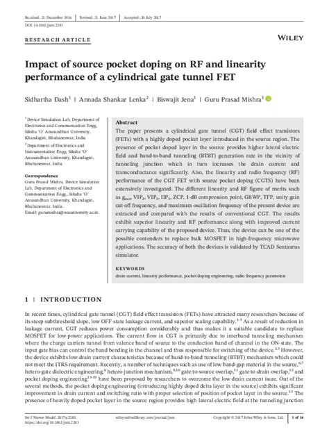Pdf Impact Of Source Pocket Doping On Rf And Linearity Performance Of A Cylindrical Gate