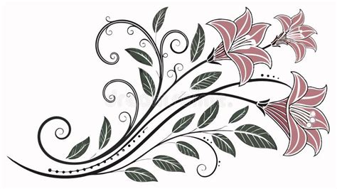 Elegant Floral Scroll Design Featuring Beautiful Lilies Vector Design Generative Ai Stock Vector