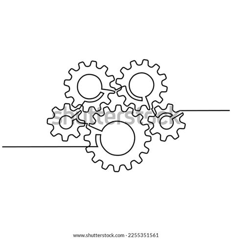 Continuous Line Drawing Machine Gears Concept Stock Vector Royalty Free 2255351561 Shutterstock