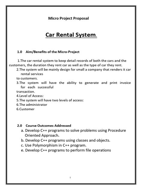 Oop Project Proposal 1 Pdf C Renting