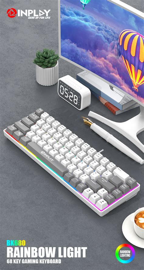 Inplay Bk680 Rgb Gaming Keyboard Rainbow Light Waterproof Smooth Membrane Keyboard For Pc Laptop